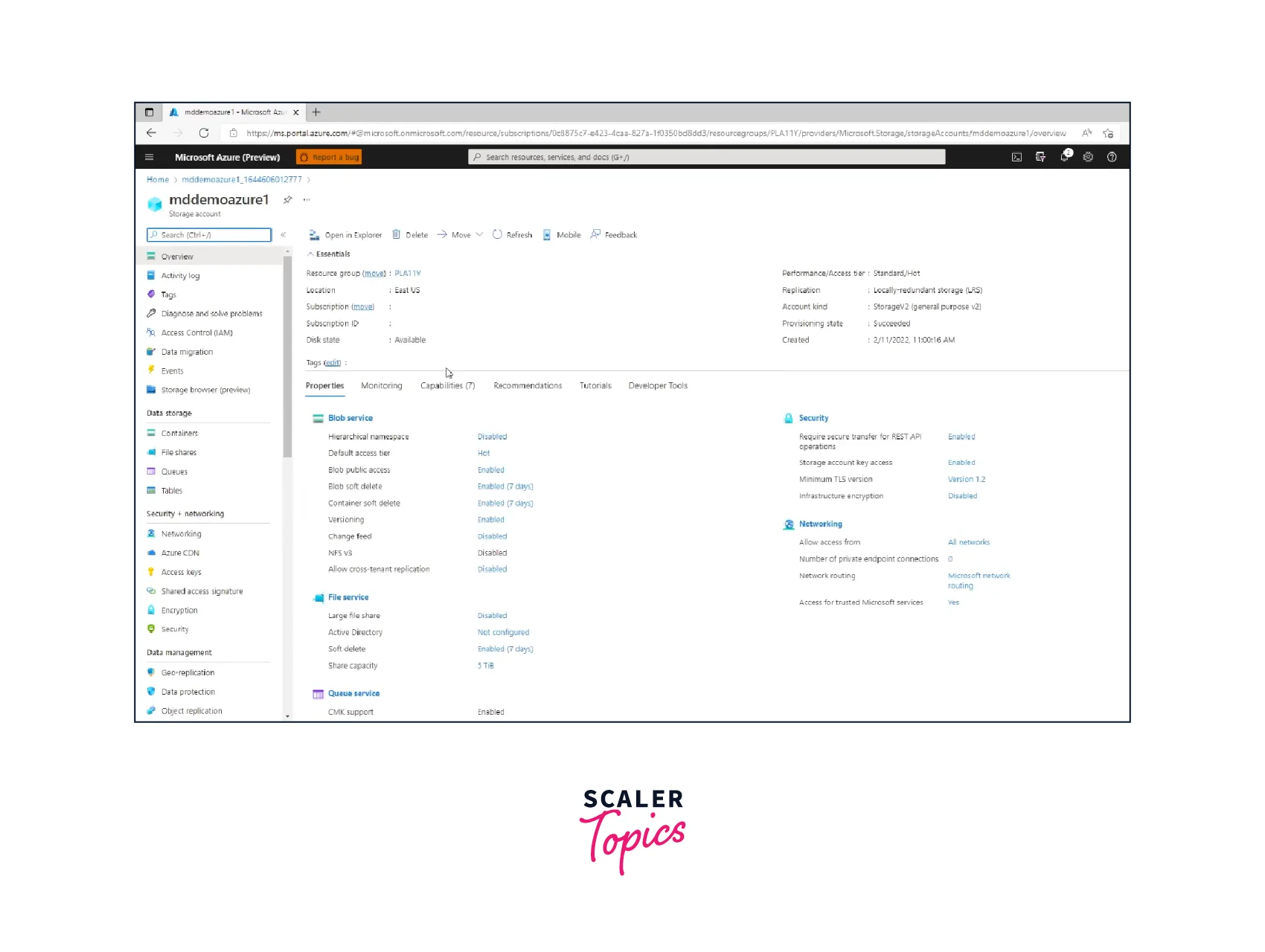 Microsoft Azure Storage Account - Scaler Topics