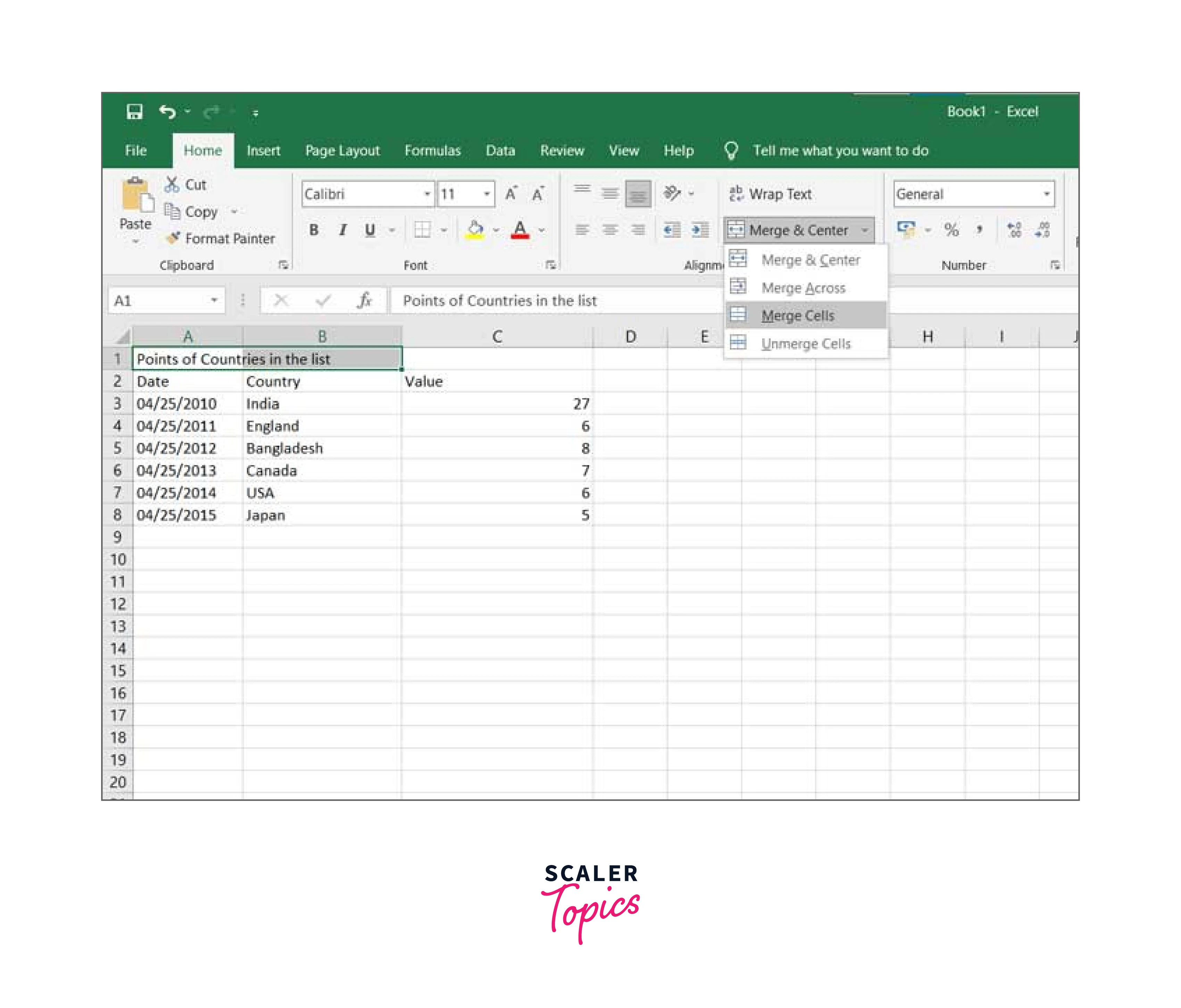 How To Merge Cells In Excel Scaler Topics