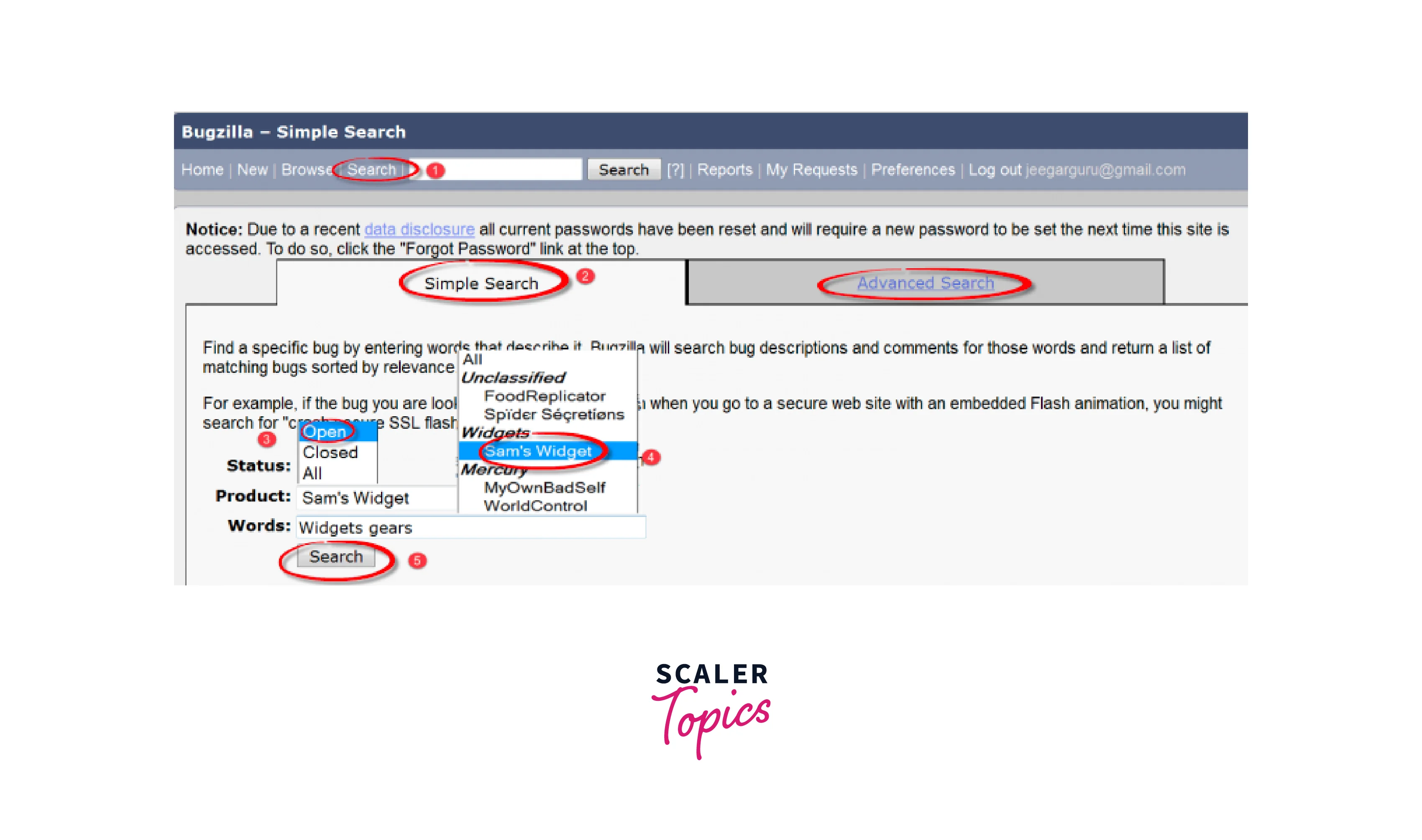 Simple Search Option in Bugzilla- Scaler Topics